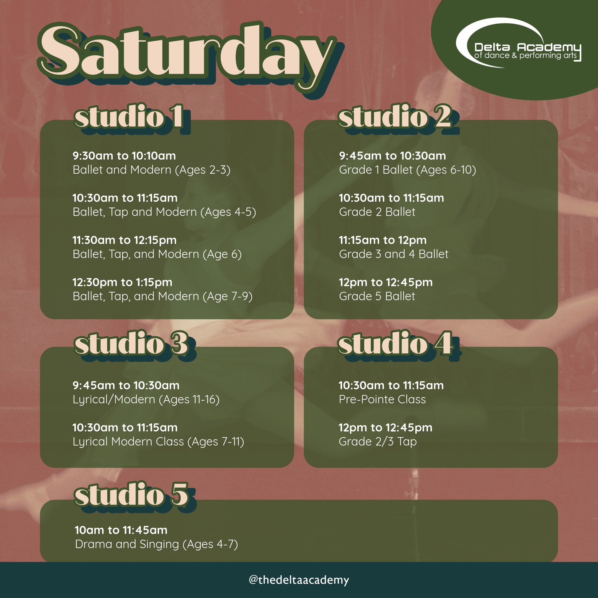 Class Timetable | Delta Academy of Dance & Performing Arts